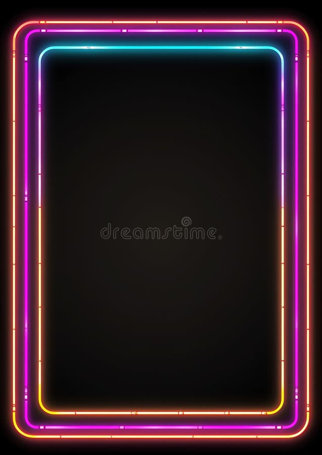 Glowing Neon Gridlines Frame 80s Retro Nostalgic Stock Illustration ...