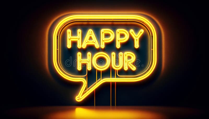 Glowing Neon Happy Hour Message for Relaxation Stock Illustration ...