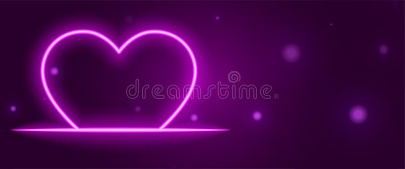 Glowing Neon Heart on Purple Shiny Banner Design Stock Vector ...