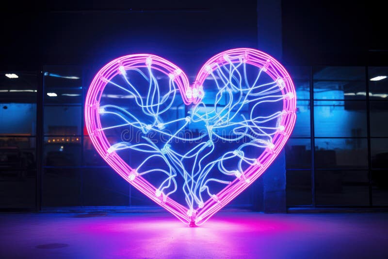 Glowing Neon Heart Shaped. Generate Ai Stock Illustration ...