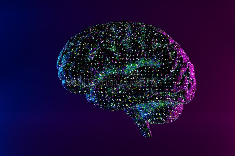 Glowing Neon Human Brain Model. Deep Learning , Machine Learning and ...