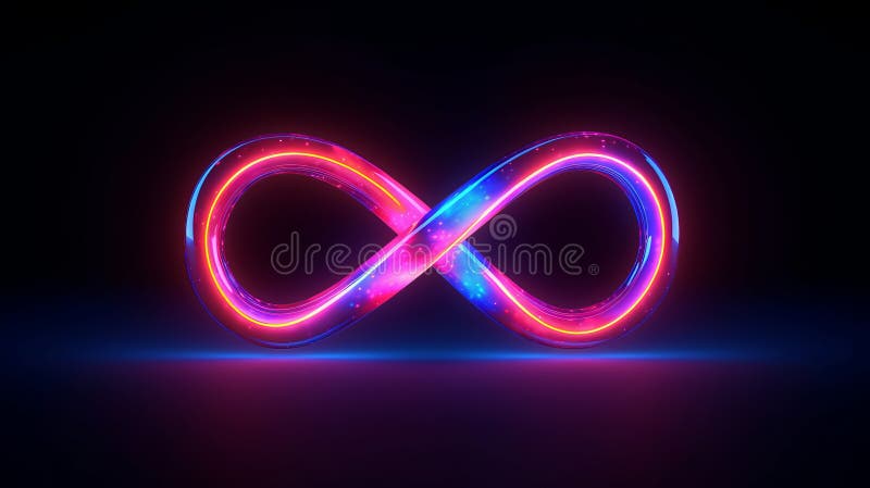Glowing Neon Infinity Symbol. Generative AI Stock Illustration ...