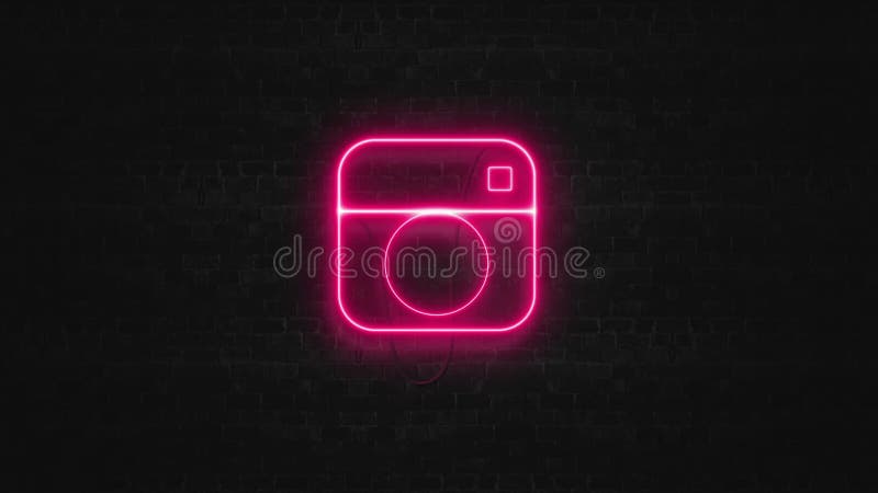 Glowing Neon Instagram Icon Flickering Stock Footage - Video of ...