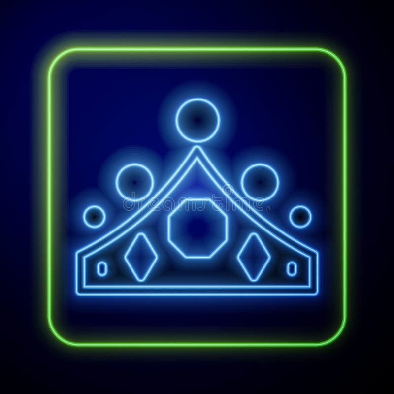 Glowing Neon King Crown Icon Isolated on Blue Background. Vector Stock ...