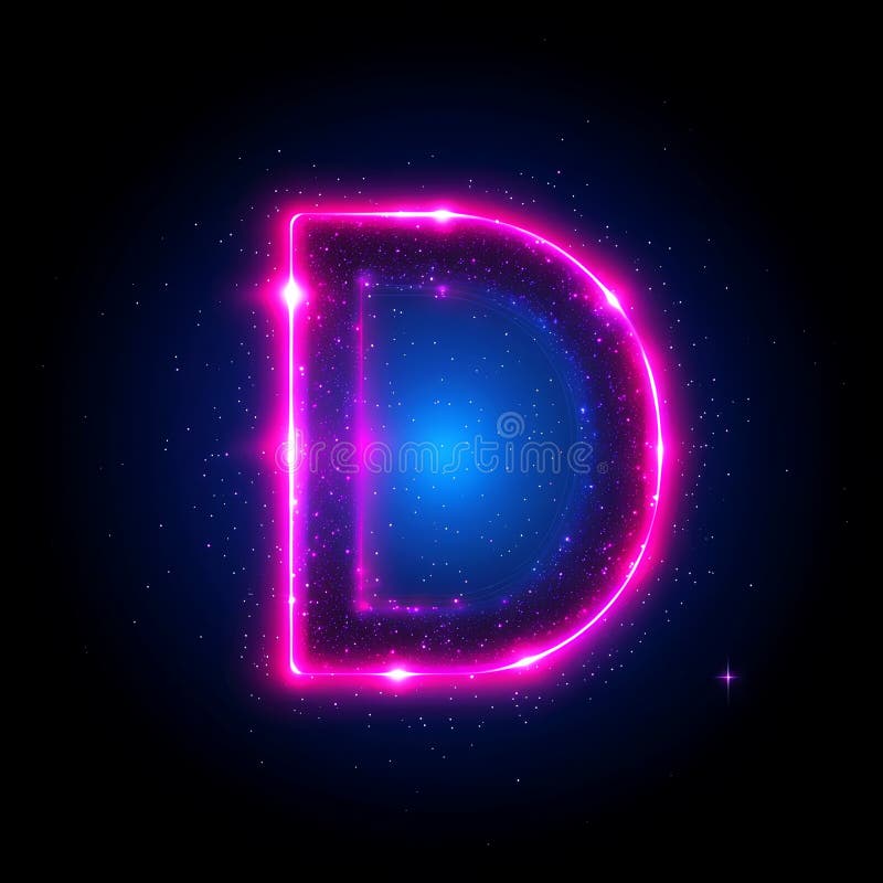 Glowing Neon Letter D Cosmic Design Element a Vibrant Illuminated ...