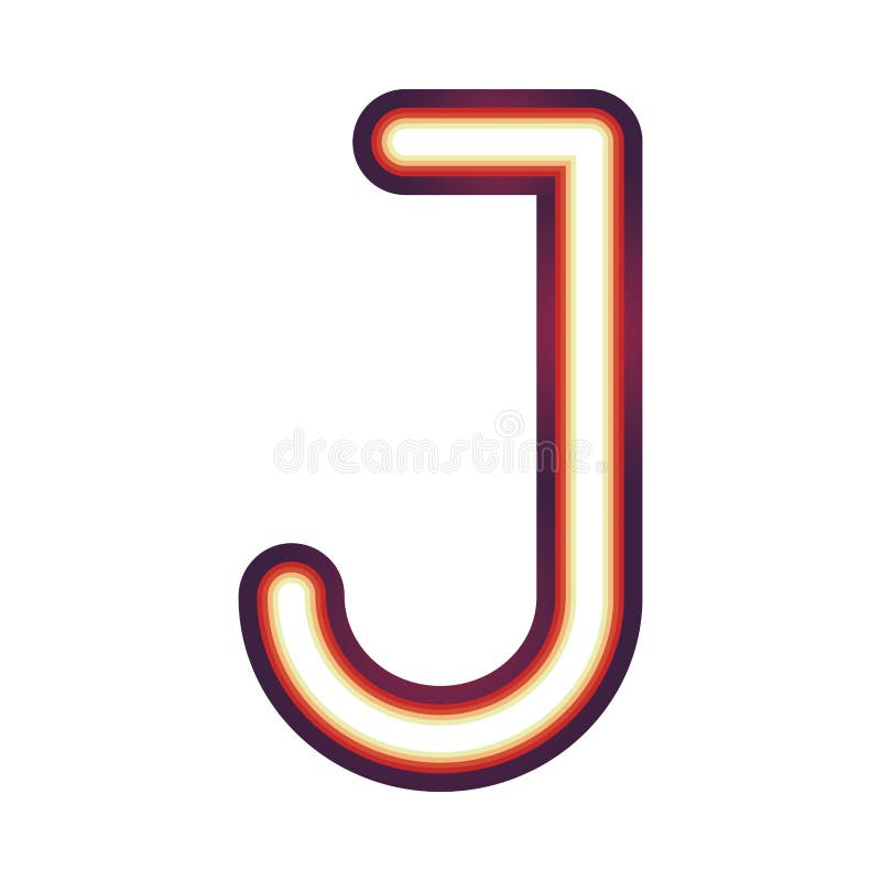 Glowing neon letter J stock vector. Illustration of lamp - 79181667