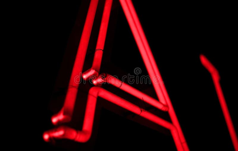 Glowing Neon Letter a of Red Sign Board Stock Image - Image of bold ...