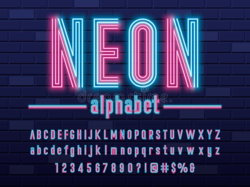 Neon light script font stock vector. Illustration of glow - 140964775
