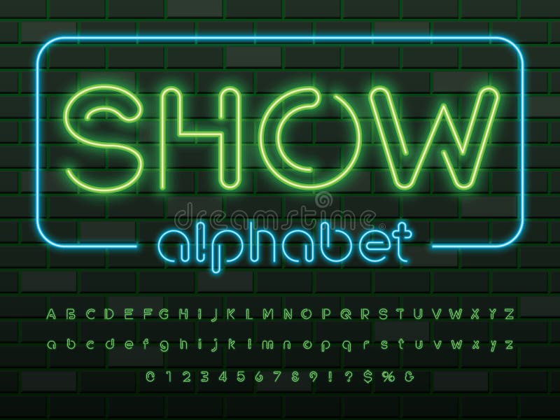 Neon light script font stock vector. Illustration of glow - 140964775