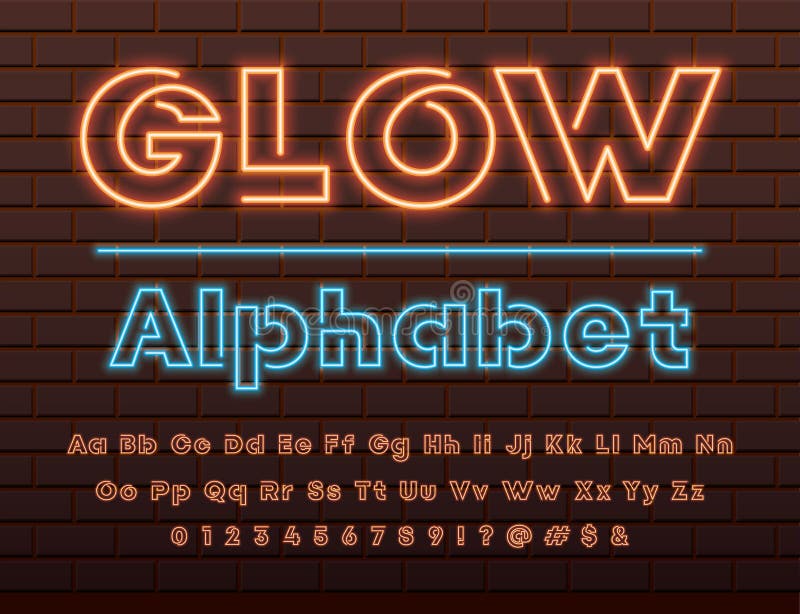 Neon light script font stock vector. Illustration of glow - 140964775
