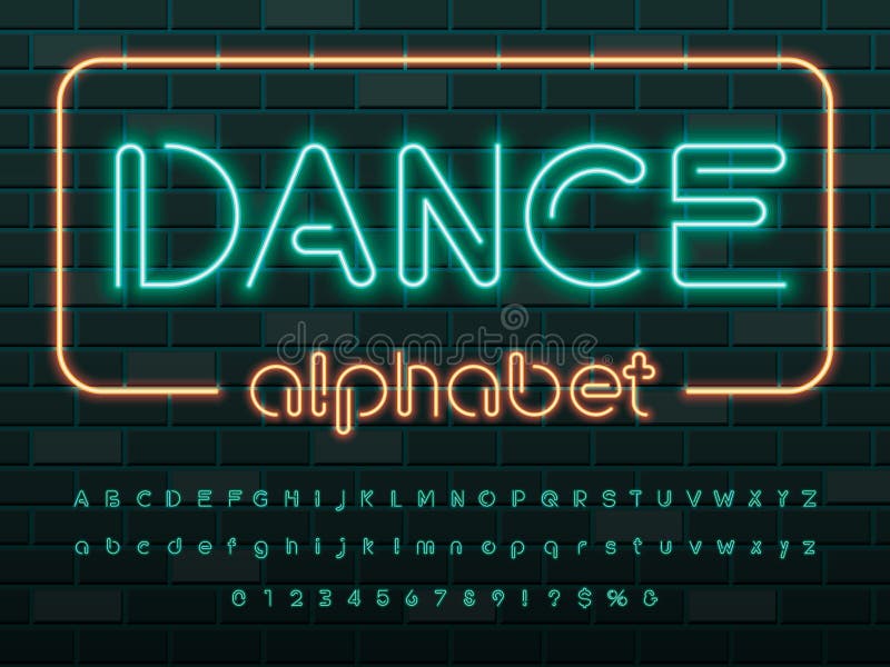 Neon light script font stock vector. Illustration of glow - 140964775