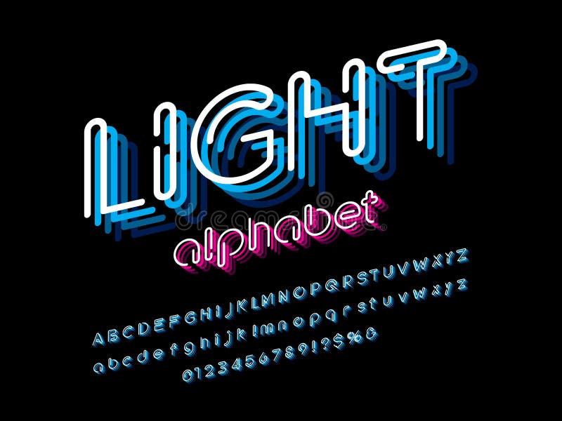 Neon light script font stock vector. Illustration of digit - 140965353 Neon light script font stock vector. Illustration of digit - 140965353
