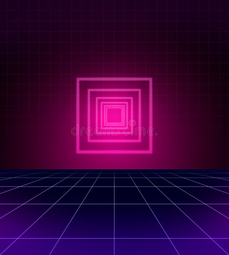 Glowing Neon Light. Background Template. Retro Video Games, Futuristic ...