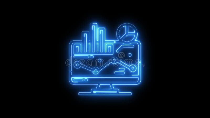 Glowing Neon Light Business Presenting Data Analytics on a Screen with ...