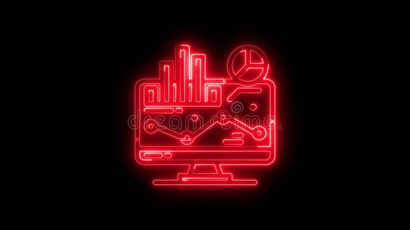 Glowing Neon Light Business Presenting Data Analytics on a Screen with ...
