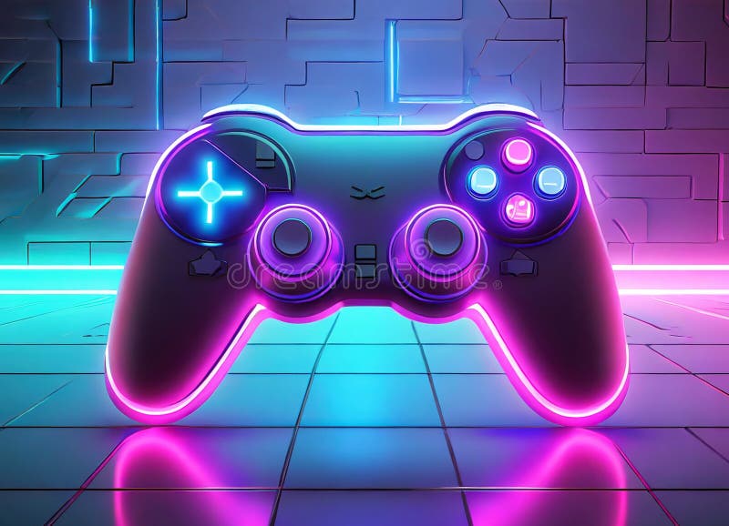 Glowing Neon Light Gamepad - Generative AI - AI Generated Stock ...