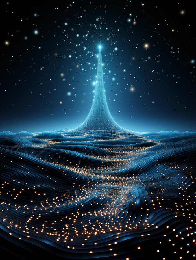 A Glowing Neon Light Wave Shaped Pattern with a Spiral at the Center ...