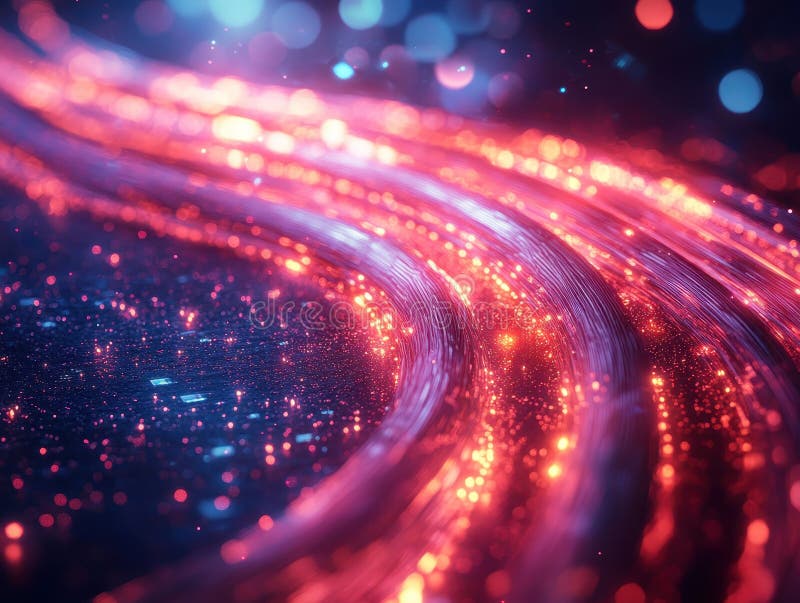 Glowing Neon Lights Create Vibrant Path in Mesmerizing Abstract Digital ...