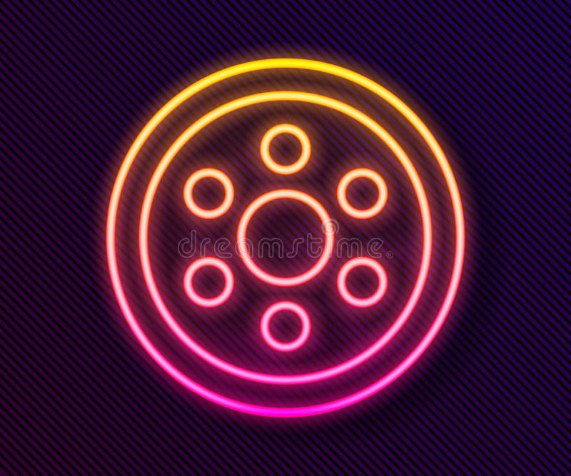 Glowing Neon Line Alloy Wheel for a Car Icon Isolated on Black ... Glowing Neon Line Alloy Wheel for a Car Icon Isolated on Black ...