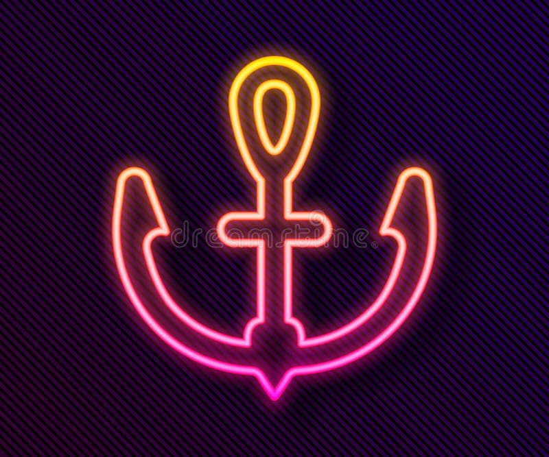 Glowing Neon Line Anchor Icon Isolated on Black Background. Vector ... Glowing Neon Line Anchor Icon Isolated on Black Background. Vector ...