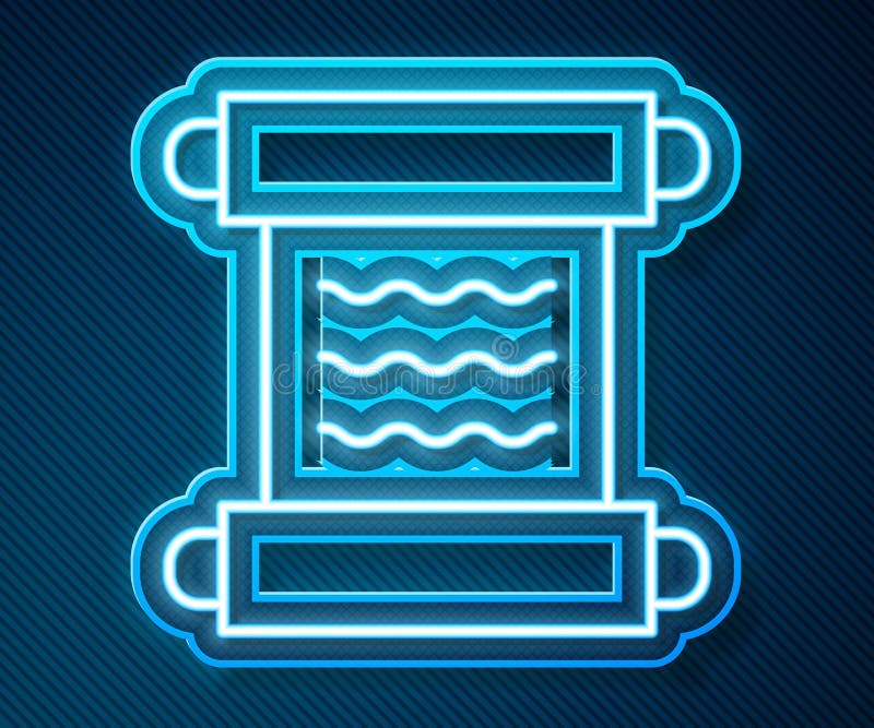 Glowing Neon Line Ancient Papyrus Scroll Icon Isolated on Blue ...