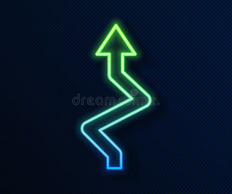 Glowing Neon Line Arrow Icon Isolated on Blue Background. Direction ...