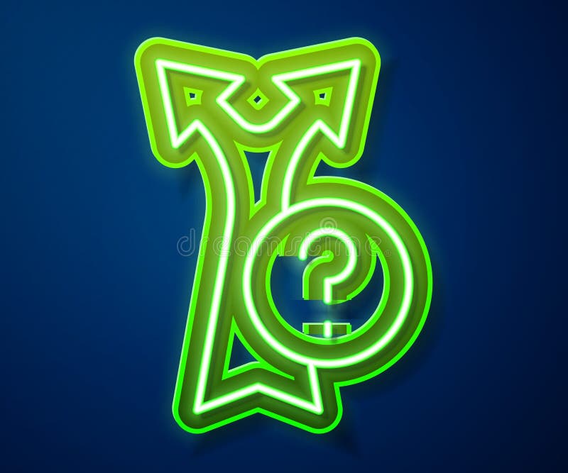 Glowing Neon Line Arrow Icon Isolated on Blue Background. Direction ...