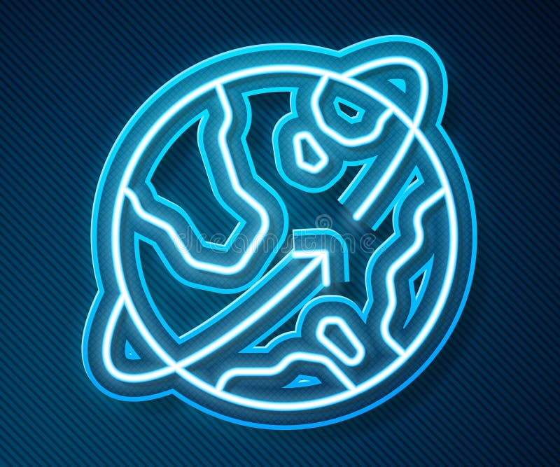 Glowing Neon Line Artificial Satellites Orbiting the Planet Earth in ...