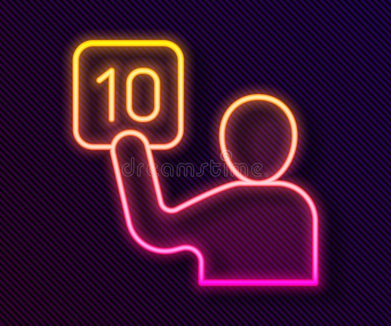 Glowing Neon Line Assessment of Judges Icon Isolated on Black ...