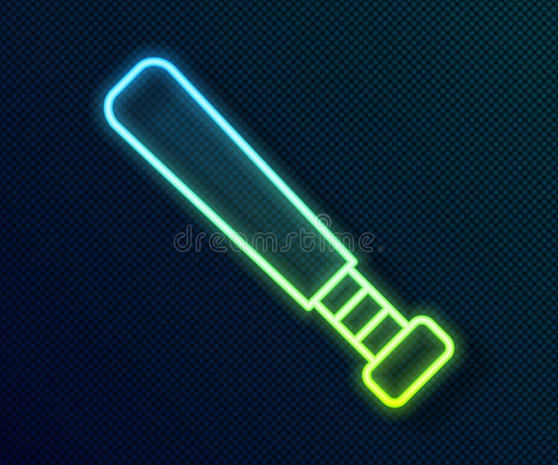 Glowing Neon Line Baseball Bat Icon Isolated on Black Background ...