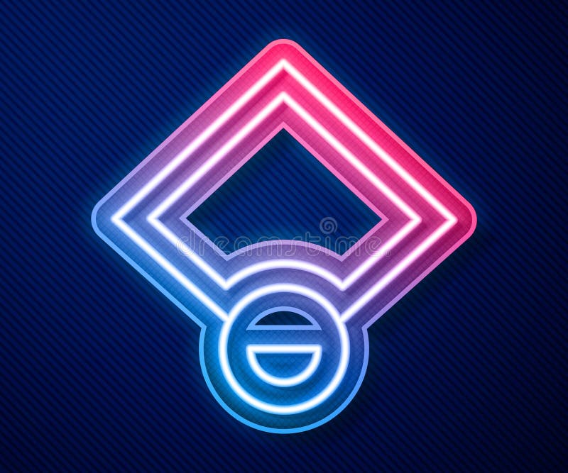 Glowing Neon Line Baseball Field Icon Isolated on Blue Background ...