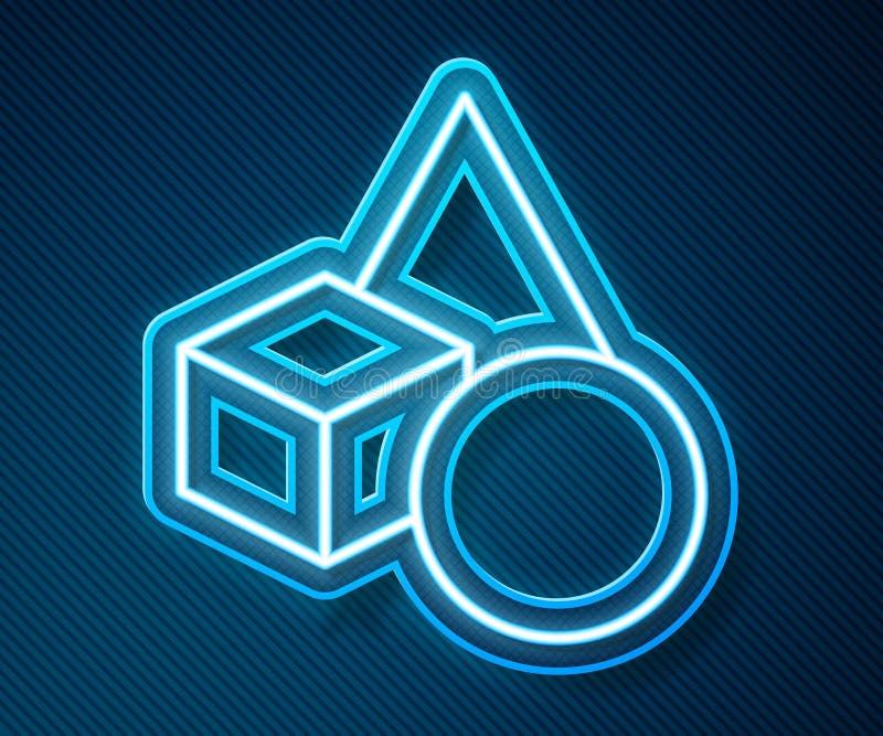Glowing Neon Line Basic Geometric Shapes Icon Isolated on Blue ...