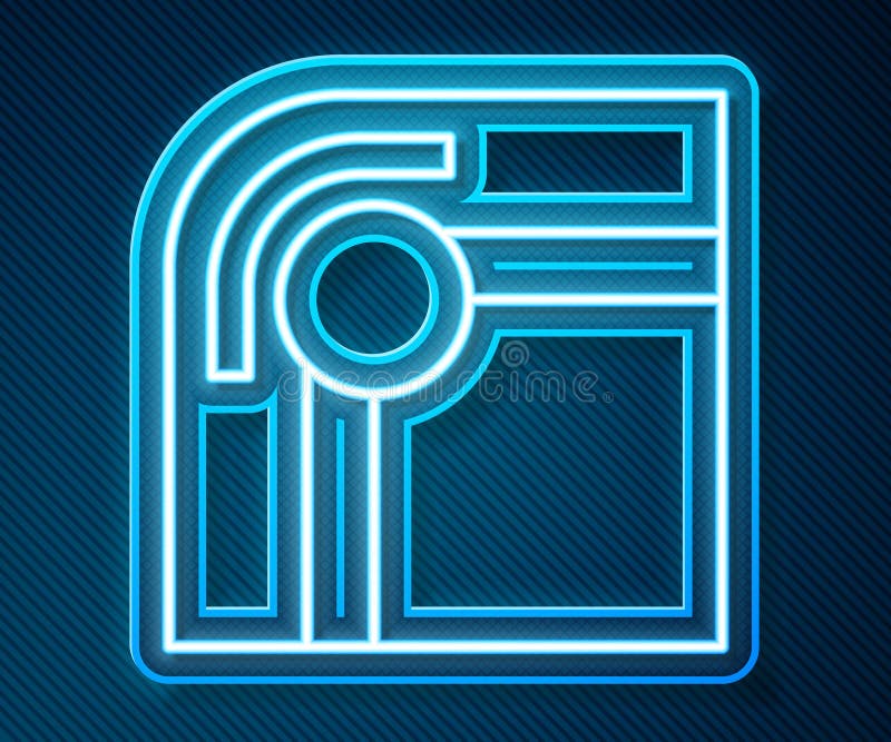 Glowing Neon Line Billiard Table Icon Isolated on Blue Background. Pool ...