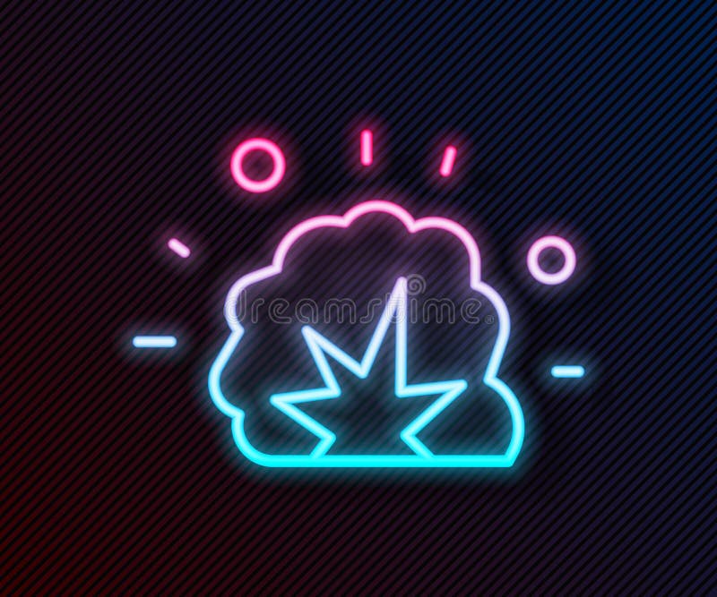 Glowing Neon Line Bomb Explosion with Shrapnel and Fireball Icon ...