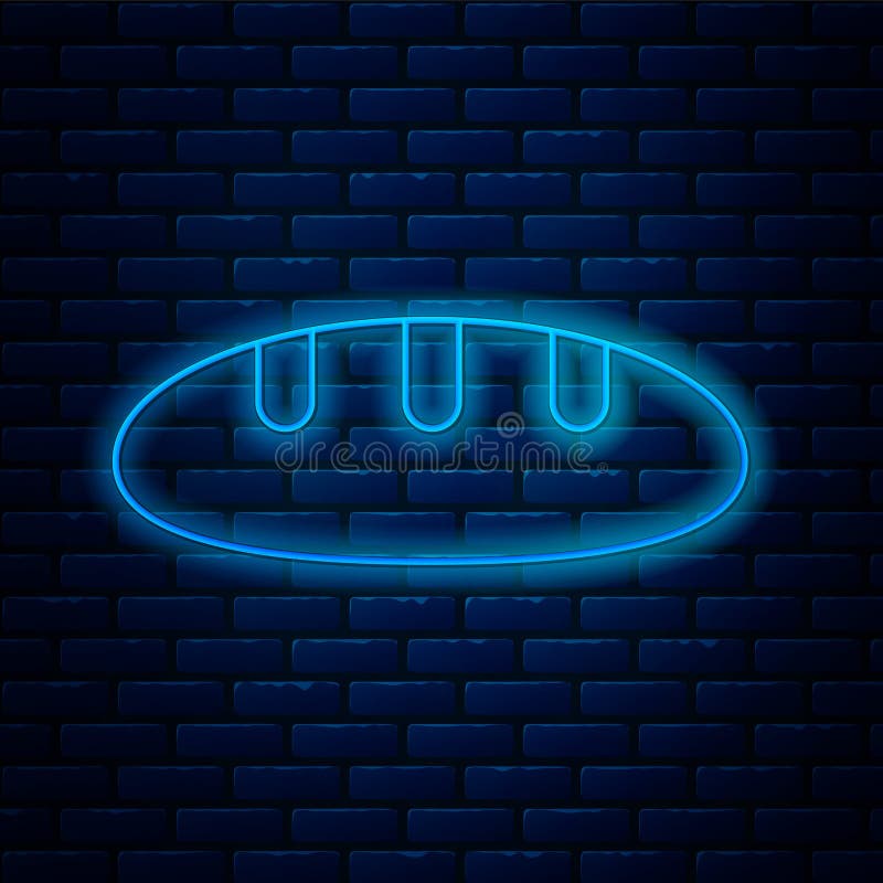 Glowing Neon Line Bread Loaf Icon Isolated on Brick Wall Background ...