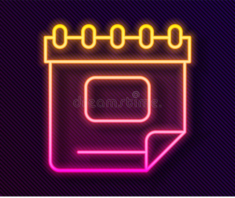 Glowing Neon Line Calendar Icon Isolated on Black Background. Event ...