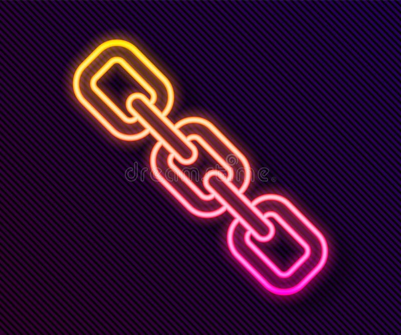 Glowing Neon Line Chain Link Icon Isolated on Black Background. Link ...