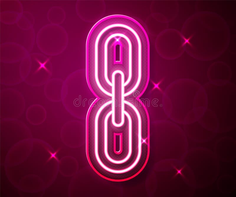 Glowing Neon Line Chain Link Icon Isolated on Red Background. Link ...