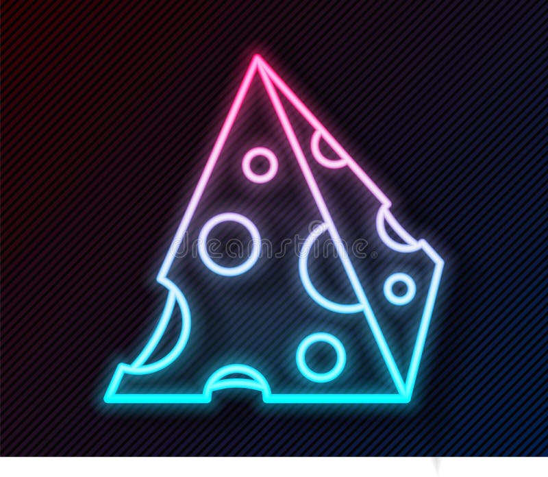 Glowing Neon Line Cheese Icon Isolated on Black Background. Vector ...