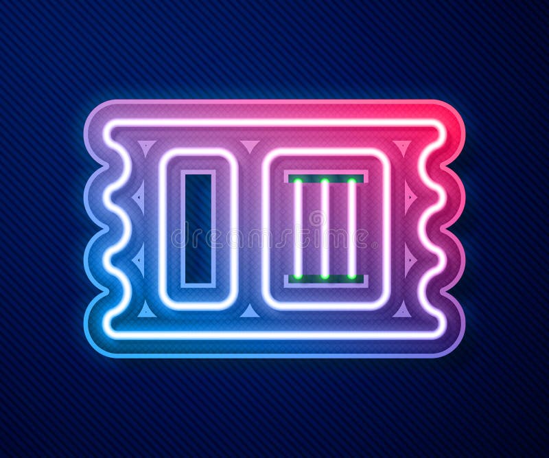 Glowing Neon Line Circus Ticket Icon Isolated on Blue Background ...