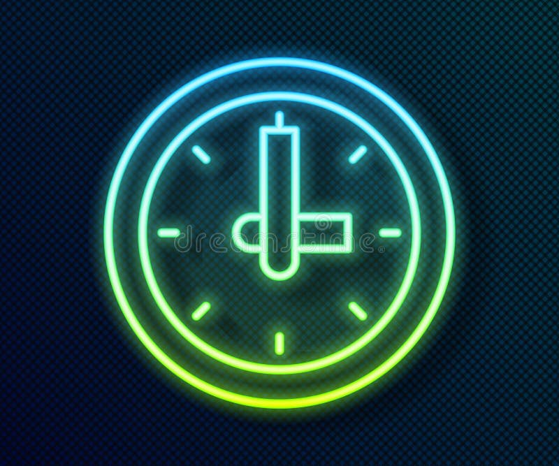 Glowing Neon Line Clock Icon Isolated on Black Background. Time Symbol ...