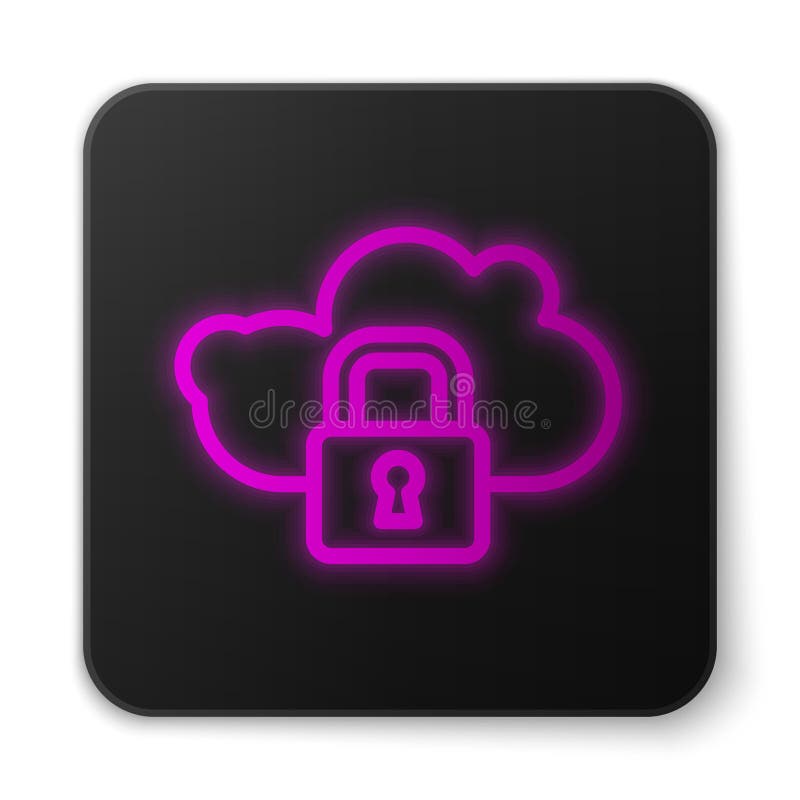 Glowing Neon Line Cloud Computing Lock Icon Isolated on White ... Glowing Neon Line Cloud Computing Lock Icon Isolated on White ...