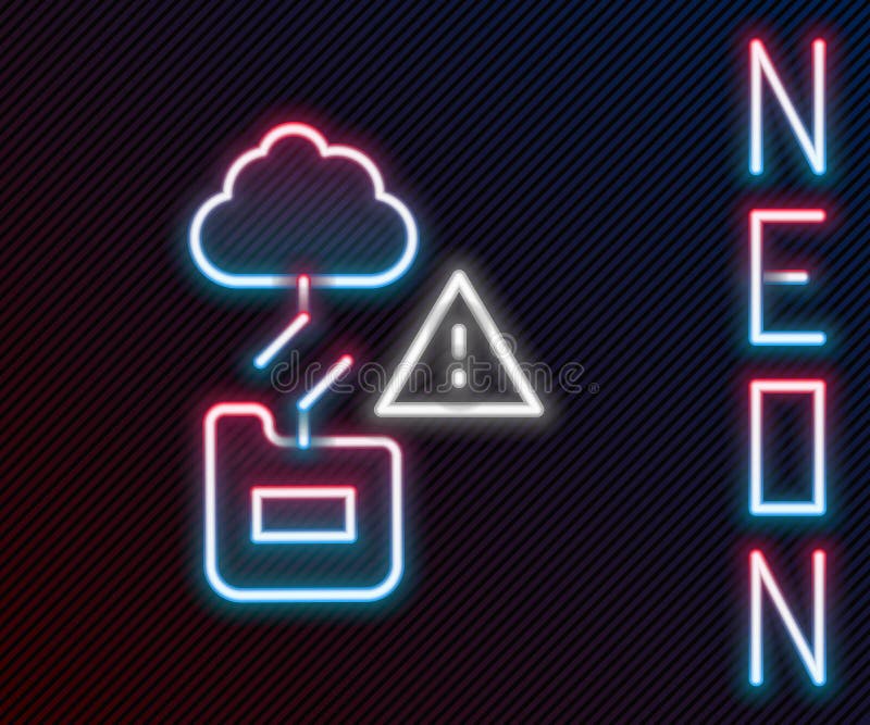 Glowing Neon Line Cloud Technology Data Transfer and Storage Icon Isolated on Black Background ...