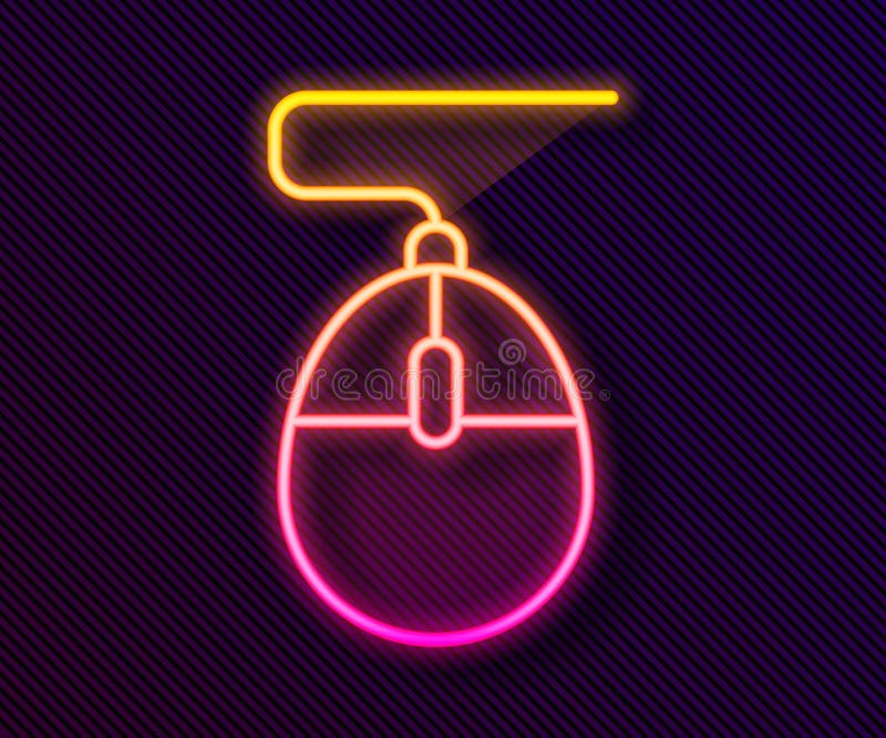 Glowing Neon Line Computer Mouse Gaming Icon Isolated on Black ...