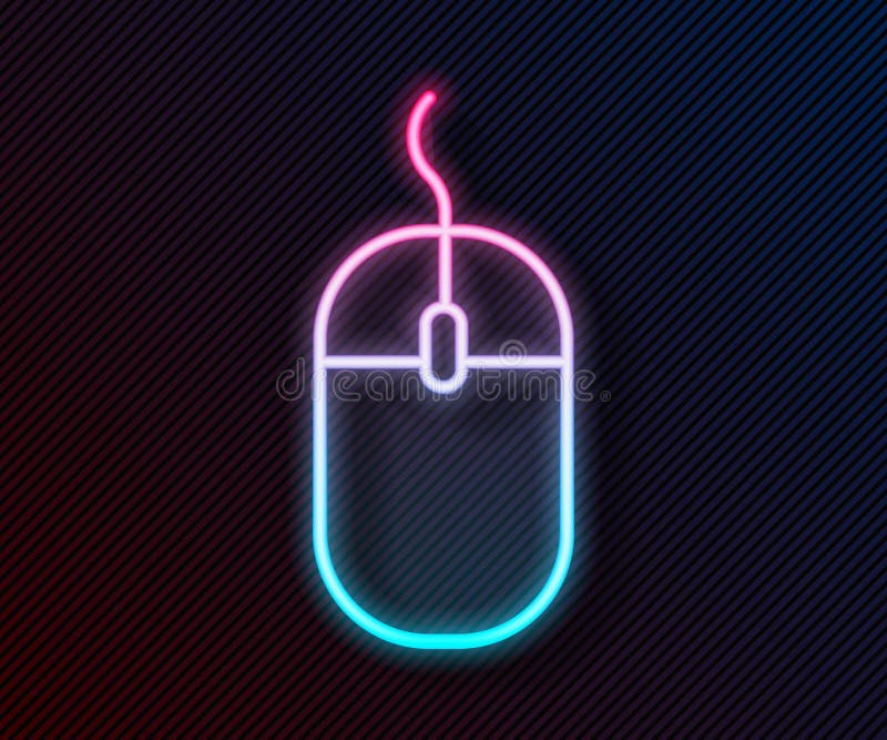 Glowing Neon Line Computer Mouse Icon Isolated on Black Background ...