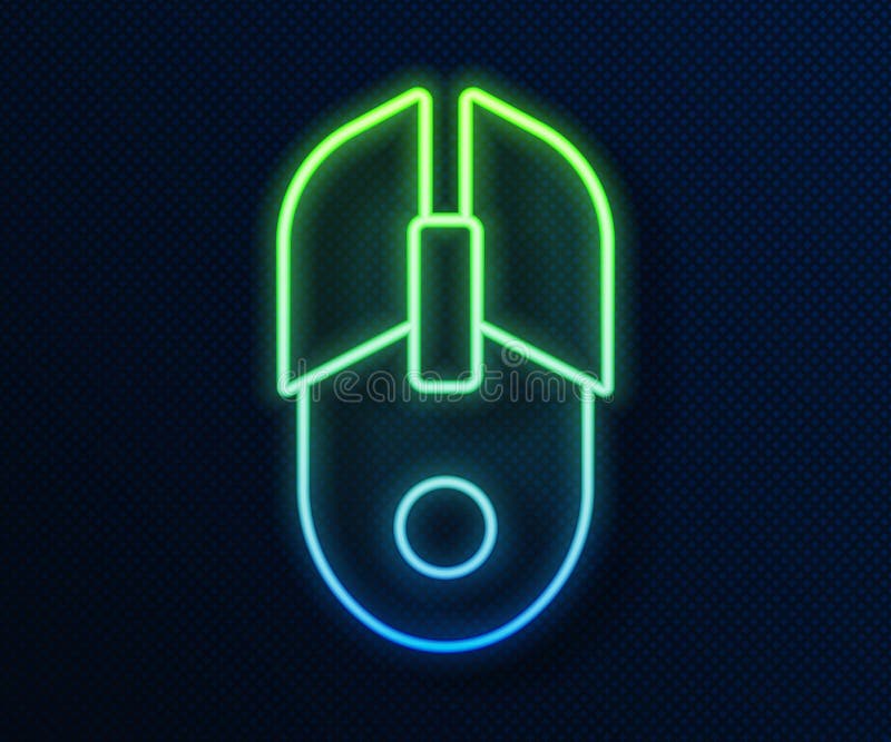 Glowing Neon Line Computer Mouse Icon Isolated on Blue Background ...