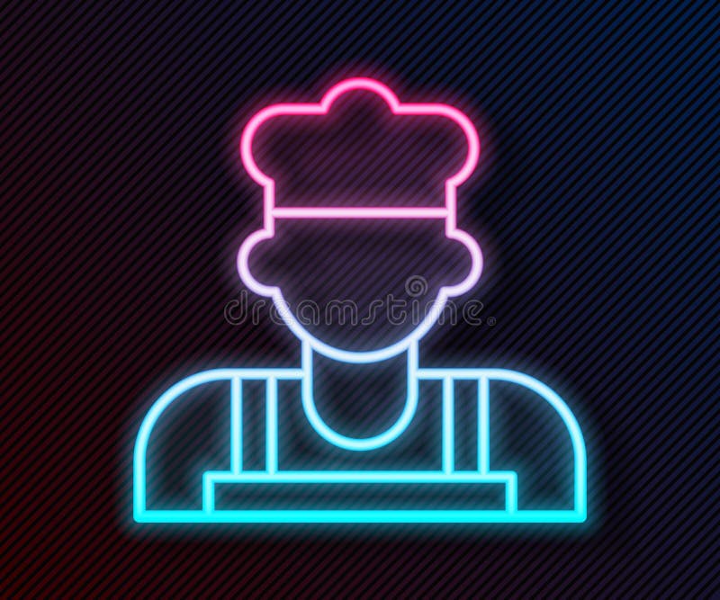 Glowing Neon Line Cook Icon Isolated on Black Background. Chef Symbol ...