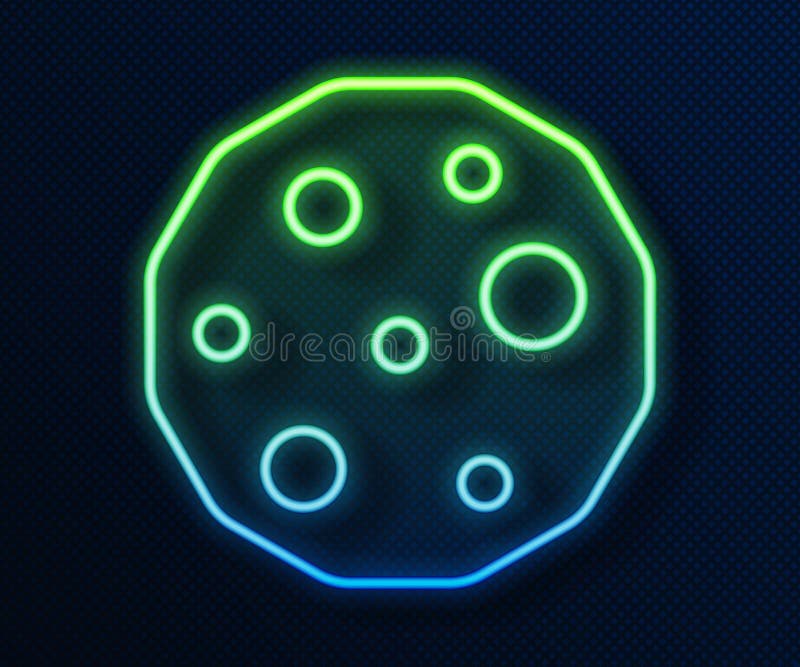Glowing Neon Line Cookie or Biscuit with Chocolate Icon Isolated on ...