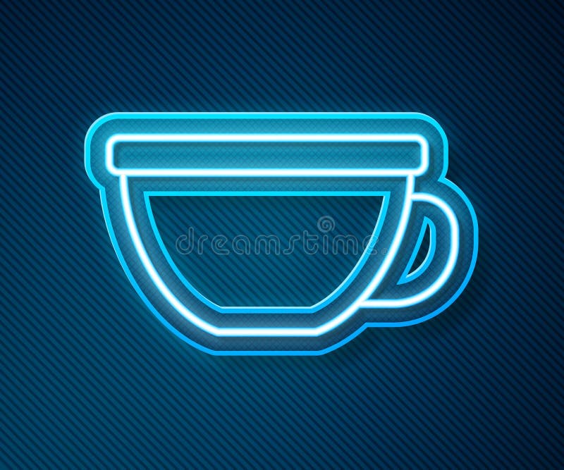 Glowing Neon Line Cup of Tea Icon Isolated on Blue Background. Vector ...