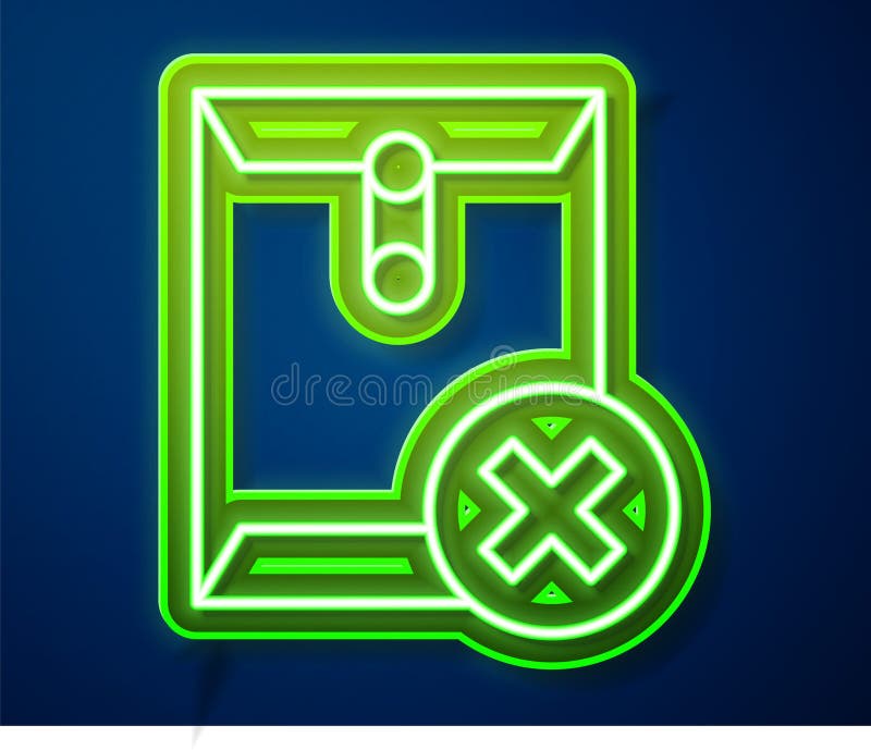 Glowing Neon Line Delete Envelope Icon Isolated on Blue Background ...